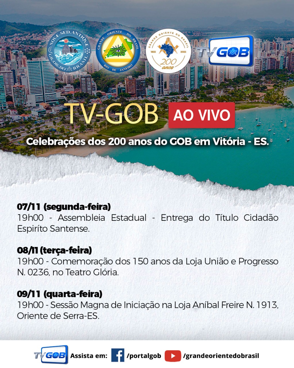 Grande Oriente do Brasil - TV GOB Ao Vivo - Celebrações dos 200 Anos do ...